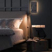China Dual Switch Usb LED Wall Lamp Hotel Bedside Embedded Black 3w 110-240v 3000k for sale