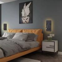 China Dual Switch Usb LED Wall Lamp Hotel Bedside Embedded Black 3w 110-240v 3000k for sale