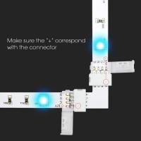 China L-Shaped Corner Led Strip Connector Solderless 5050 Rgb Ip20 4 Pin for sale
