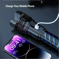 China Super Bright Rechargeable LED Flash Light Aluminum Alloy Zoom Digital Display for sale