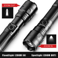 China Multifunctional White Laser Flashlight Outdoor Zoom Emergency Light Rechargeable for sale