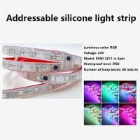 China 24v Silicone Colorful Light Strip Ip68 Addressable Self-Adhesive Linear Light Strip 60 Leds/M for sale