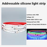 China 60leds/M Dc24v Addressable Rgb Color Changing Led Strip With Flexible Pcb Board Silicone Waterproof Ip68 for sale