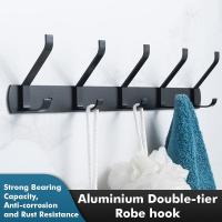 China Double Hooks Aluminium Wall Hooks For Mudroom Bathroom Entryway for sale