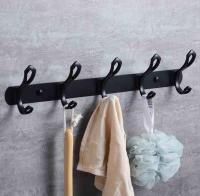 China Matt Black Stainless Steel Robe Hooks , Baking Paint Wall Mounted Entryway Coat Rack for sale