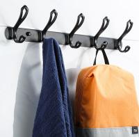 China Matt Black Stainless Steel Robe Hooks , Baking Paint Wall Mounted Entryway Coat Rack for sale