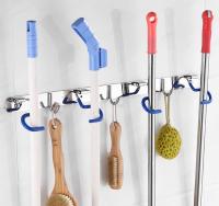 China Stainless Steel 304 Broom Mop Holder Wall Mount Heavy Duty For Laundry Room Garage for sale