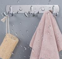 China Mirror Chrome Silver Stainless Steel Hat And Coat Hooks Wall Mounted With 8 Hooks for sale