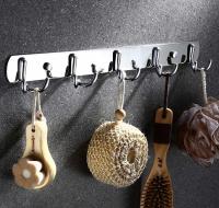 China Mirror Chrome Silver Stainless Steel Hat And Coat Hooks Wall Mounted With 8 Hooks for sale
