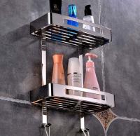 China Mirror Polishing Silver Wall Mounted Bathroom Shelf SUS304 Stainless Steel Material for sale