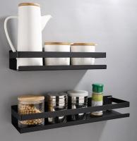 China Durable Rustproof Wall Mounted Bathroom Shelf Rectangular Matte Black Color for sale