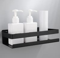 China Durable Rustproof Wall Mounted Bathroom Shelf Rectangular Matte Black Color for sale