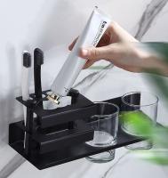 China Multifunctional Wall Mounted Toothbrush Holder Matte Black Color ODM for sale