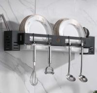 China Stainless Steel Kitchen Utensil Holder Wall Mounted Matte Black Color OEM ODM for sale