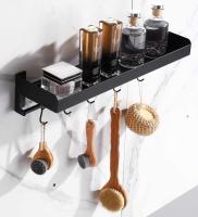 China 5 Hooks Wall Mounted Kitchen Shelf Space Saving Matte Black Color for sale