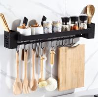 China 5 Hooks Wall Mounted Kitchen Shelf Space Saving Matte Black Color for sale