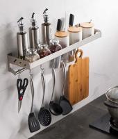 China Multifunctional Wall Mounted Kitchen Shelf Stainless Steel 304 Material For Spice Storage for sale