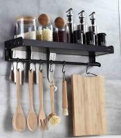China Matte Black Wall Mounted Utensil Holder , SUS304 Spice Shelf Organizer for sale
