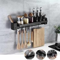 China Matte Black Wall Mounted Utensil Holder , SUS304 Spice Shelf Organizer for sale