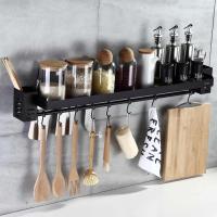 China Matte Black Wall Mounted Utensil Holder , SUS304 Spice Shelf Organizer for sale
