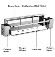 China OEM ODM Wall Mounted Kitchen Shelf With Mirror Polished Stainless Steel 304 Material for sale
