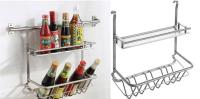 China 304 Stainless Steel Kitchen Spice Rack Wall Mounted With Brush Polishing Finish for sale
