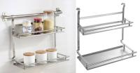 China 304 Stainless Steel Kitchen Spice Rack Wall Mounted With Brush Polishing Finish for sale