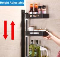 China 3 Tiered Wall Mounted Kitchen Storage Racks 180 Degree Rotatable For Spice Jars for sale