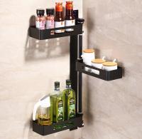 China 3 Tiered Wall Mounted Kitchen Storage Racks 180 Degree Rotatable For Spice Jars for sale