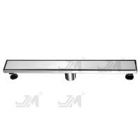 China Brushed Silver Stainless Steel Shower Channel Drain With Tile Insert Grate for sale