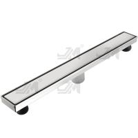 China Brushed Silver Stainless Steel Shower Channel Drain With Tile Insert Grate for sale