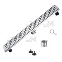 China OEM Linear Shower Floor Drain With Hair Strainer Satin Polished Finish for sale