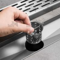 China OEM Linear Shower Floor Drain With Hair Strainer Satin Polished Finish for sale