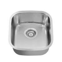 China 22 Gauge SUS304 Stainless Steel Kitchen Sink Single Bowl With Strainer Sewer Pipe for sale