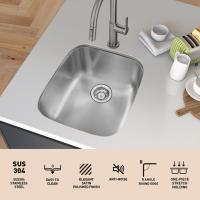 China 22 Gauge SUS304 Stainless Steel Kitchen Sink Single Bowl With Strainer Sewer Pipe for sale