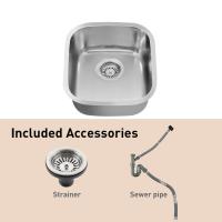 China 22 Gauge SUS304 Stainless Steel Kitchen Sink Single Bowl With Strainer Sewer Pipe for sale