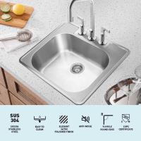 China Top Mount SUS304 Single Bowl Drop In Kitchen Sink 20 Gauge With Satin Polished Finish for sale