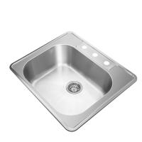 China Top Mount SUS304 Single Bowl Drop In Kitchen Sink 20 Gauge With Satin Polished Finish for sale