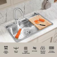 China 0.9mm Thick Top Mount Kitchen Sink , 20 Gauge Stainless Steel Single Basin for sale