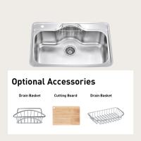 China 0.9mm Thick Top Mount Kitchen Sink , 20 Gauge Stainless Steel Single Basin for sale