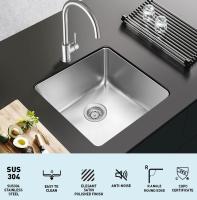 China Square Undercounter Kitchen Sink , Brushed Silver 18 Gauge Single Bowl Kitchen Sink for sale