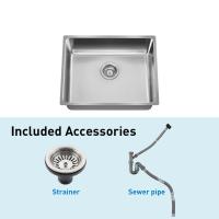 China Undermount Stainless Steel 304 Kitchen Sink Single Bowl With Drainer And Sewer Pipe for sale