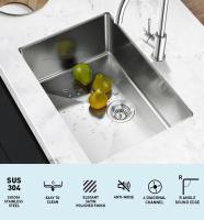 China 18 Gauge Workstation Stainless Steel Kitchen Sink With Strainer Silver Brushed Finish for sale