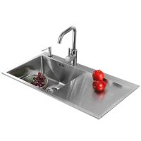 China Modern SS 304 Kitchen Sink , Single Basin Stainless Steel Sink With Silver Brushed Finish for sale