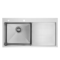 China Modern SS 304 Kitchen Sink , Single Basin Stainless Steel Sink With Silver Brushed Finish for sale
