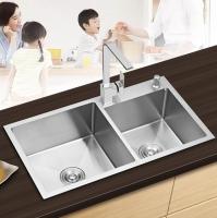 China Modern Stainless Steel Kitchen Sink Double Bowl 18 Gauge For Laundry Room OEM for sale