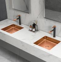 China Brushed SUS304 Square Vessel Sink , Undermount Bathroom Basin Sinks for sale
