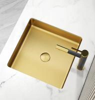 China Brushed SUS304 Square Vessel Sink , Undermount Bathroom Basin Sinks for sale