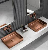 China Rectangular Stainless Steel Vessel Sinks Luxury Style With Nano Plating PVD Brushed for sale