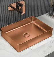 China Rectangular Stainless Steel Vessel Sinks Luxury Style With Nano Plating PVD Brushed for sale